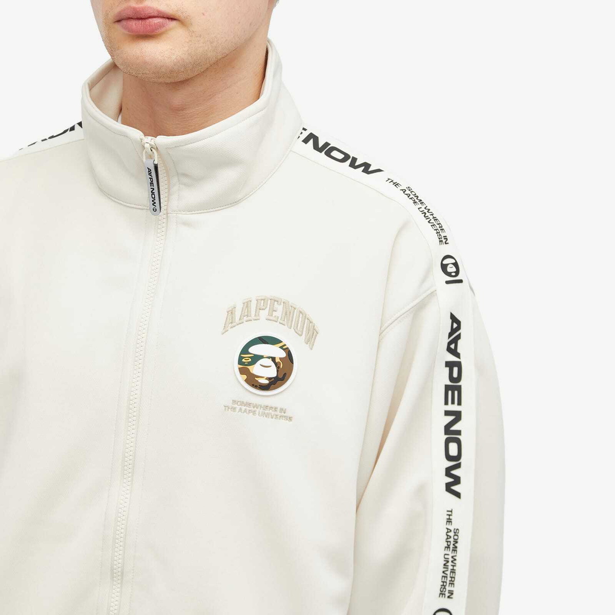 Men's AAPE Zipped Jersey Track Jacket in Light Ivory AAPE by A Bathing Ape