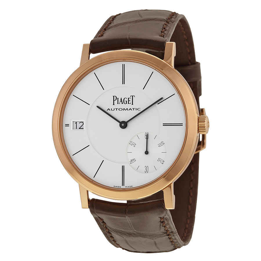 Piaget Altiplano Automatic Silver Dial Brown Leather Mens Watch ...