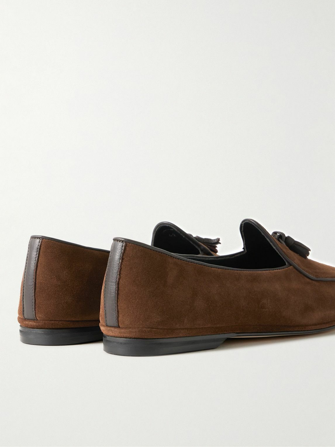Rubinacci - Marphy Leather-Trimmed Suede Tasselled Loafers - Brown ...