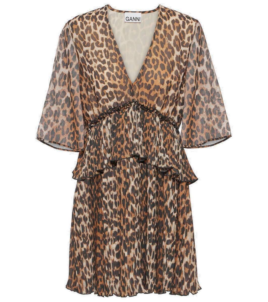 Ganni Leopard-print georgette minidress GANNI
