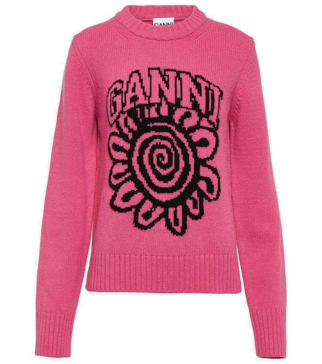 Ganni Logo wool-blend sweater GANNI