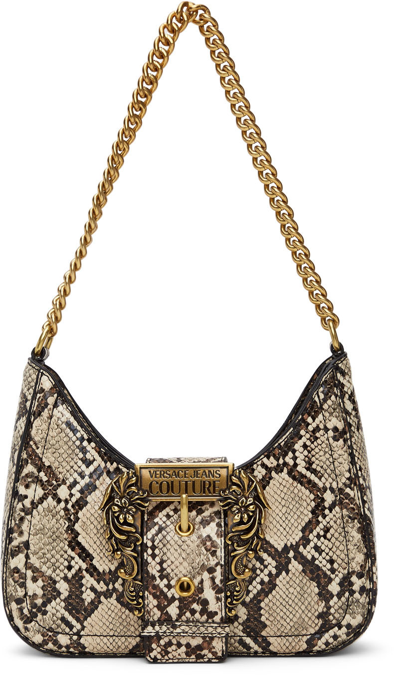 Versace Jeans Couture Beige Snake Buckle Shoulder Bag Versace