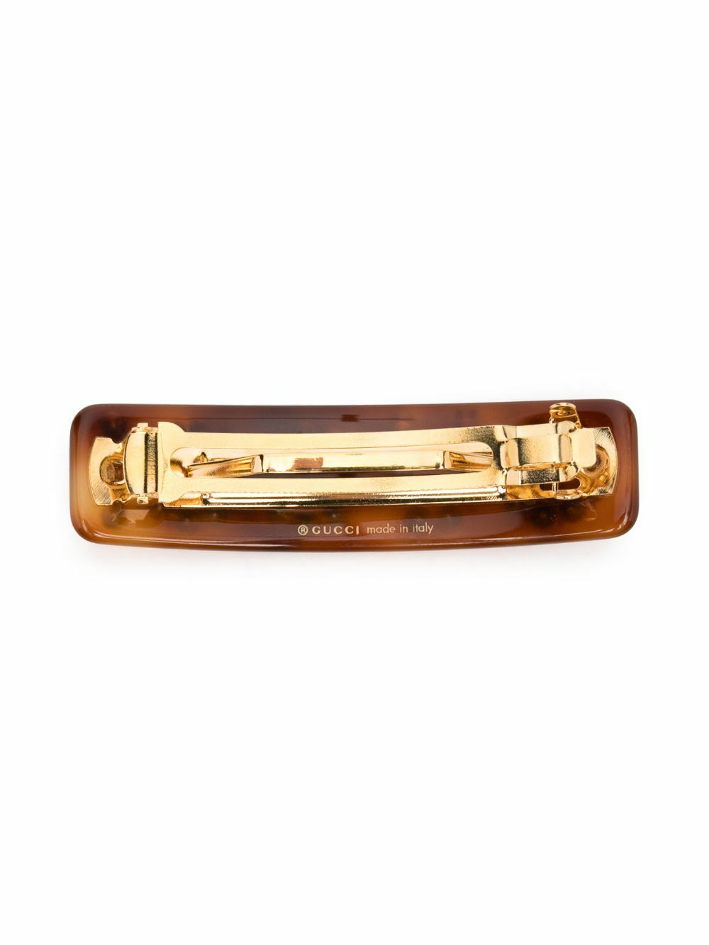 Gucci Brown Crystal Logo Hair Clip Gucci