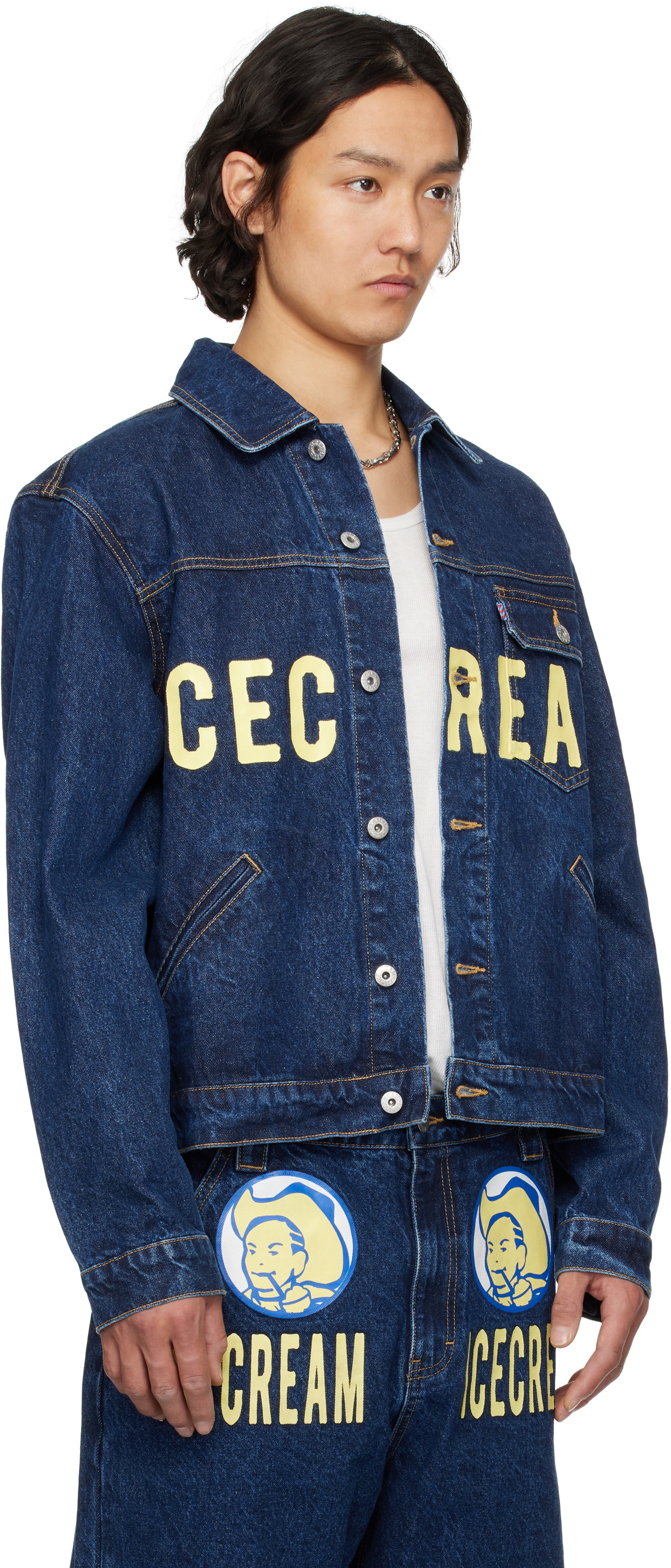 ICECREAM Indigo 'Ice Cream' Cowboy Trucker Denim Jacket ICECREAM