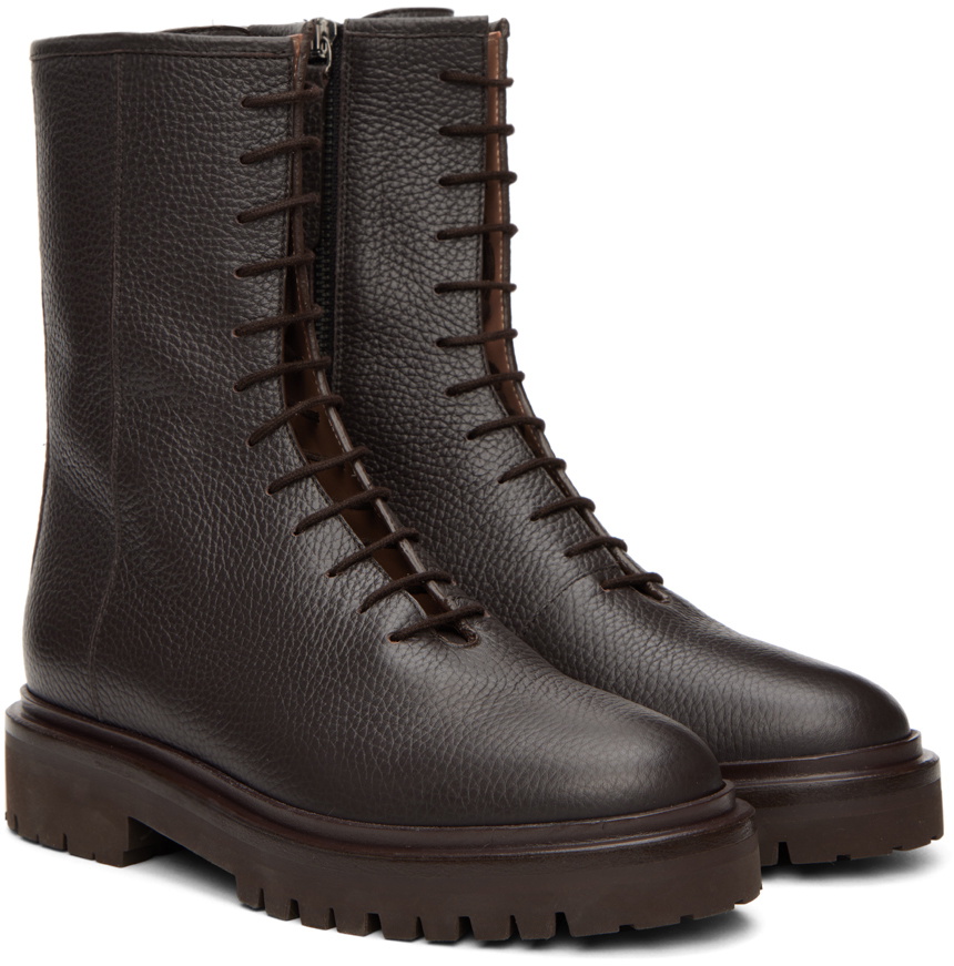 Legres Brown Leather Combat Boots Legres
