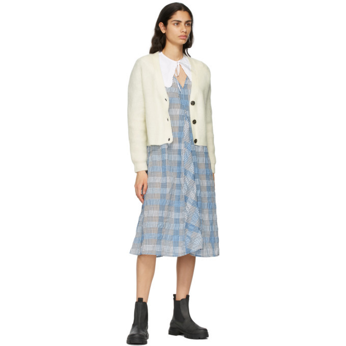 GANNI Blue Seersucker Check Dress GANNI