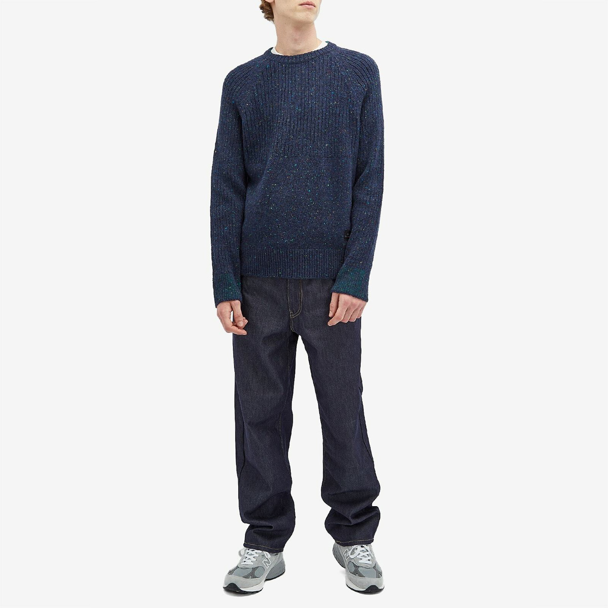 Paul Smith Men's Ribbed Knit Crew in Blue Paul Smith