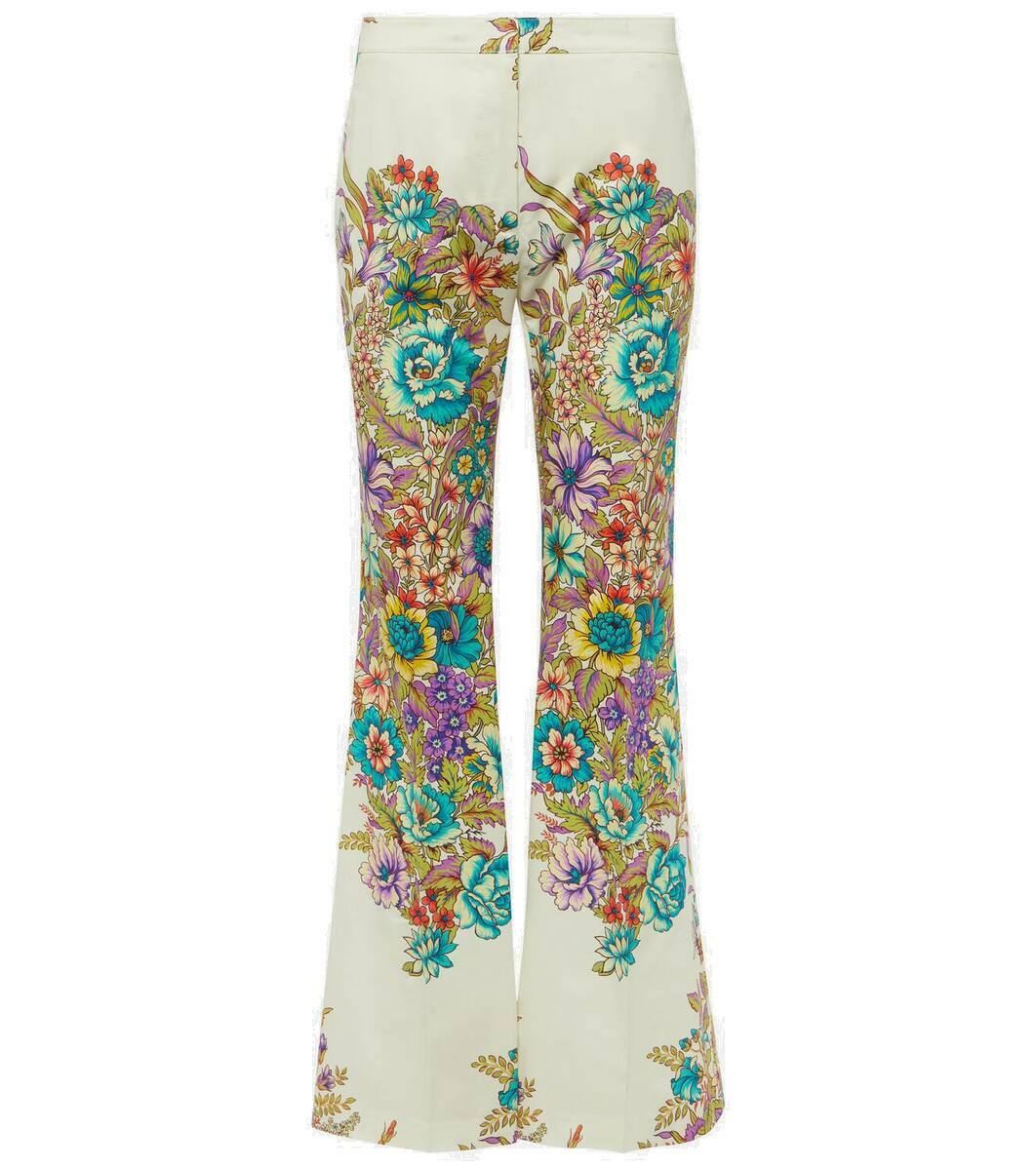 Etro Floral cotton-blend flared pants Etro