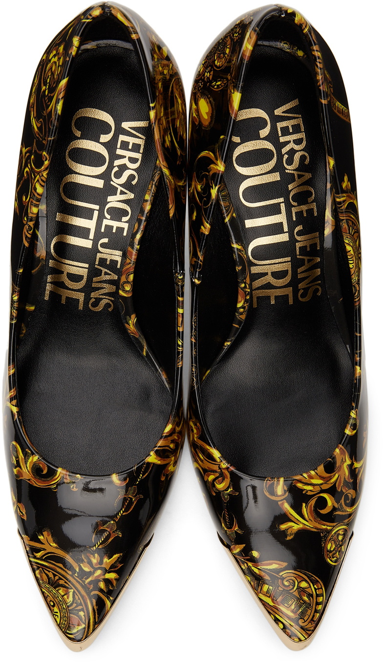 Versace Jeans Couture Black & Gold Regalia Baroque Heels Versace