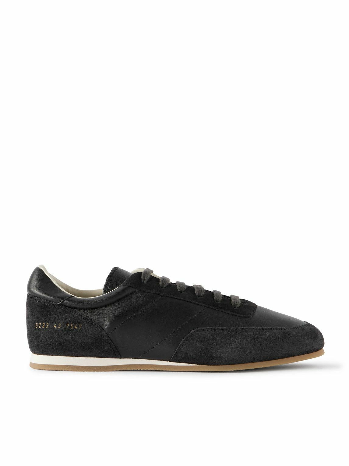Common Projects - Minimal Runner Suede-Trimmed Leather Sneakers - Black ...