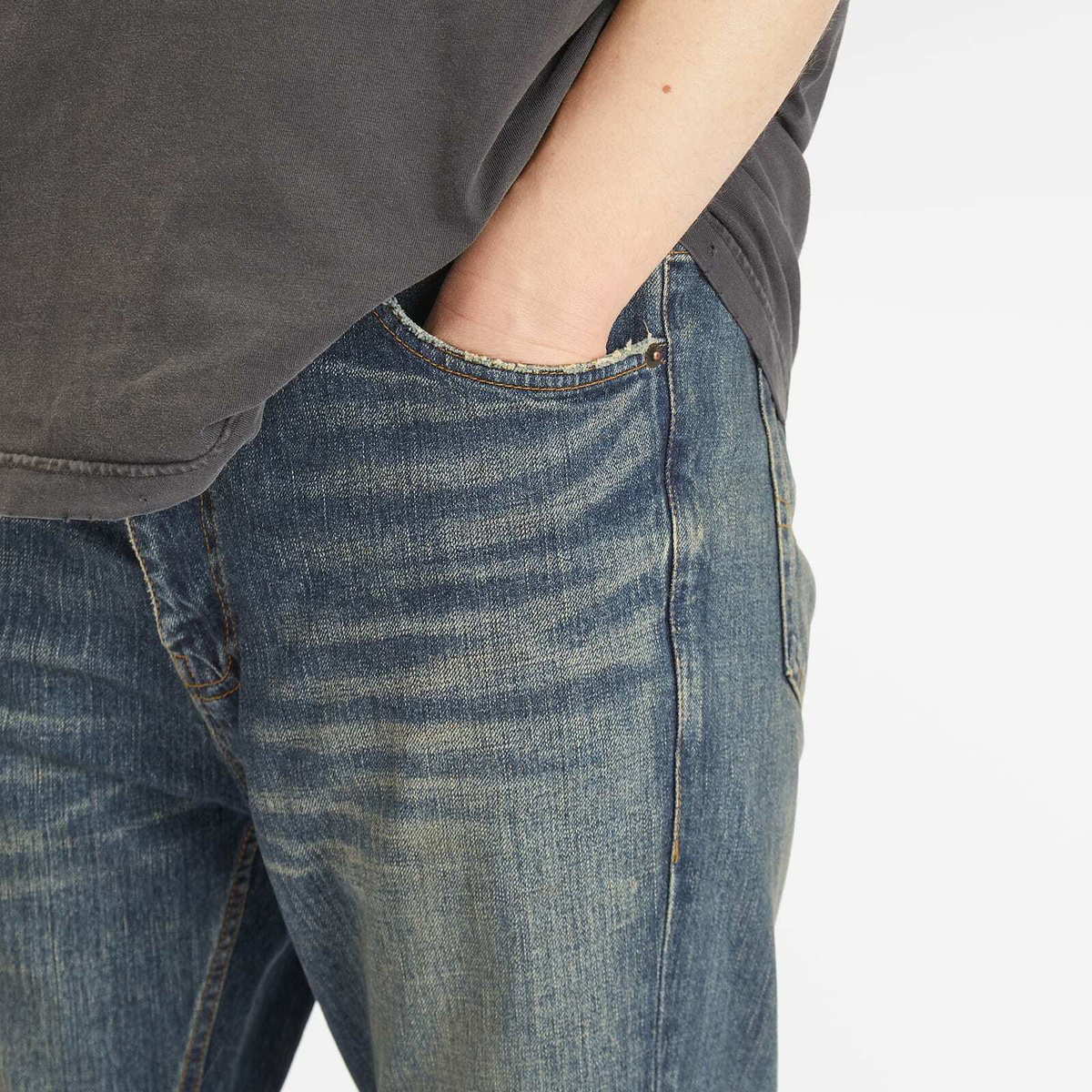 Balenciaga Men's Denim Layered Jeans in Whisker Balenciaga