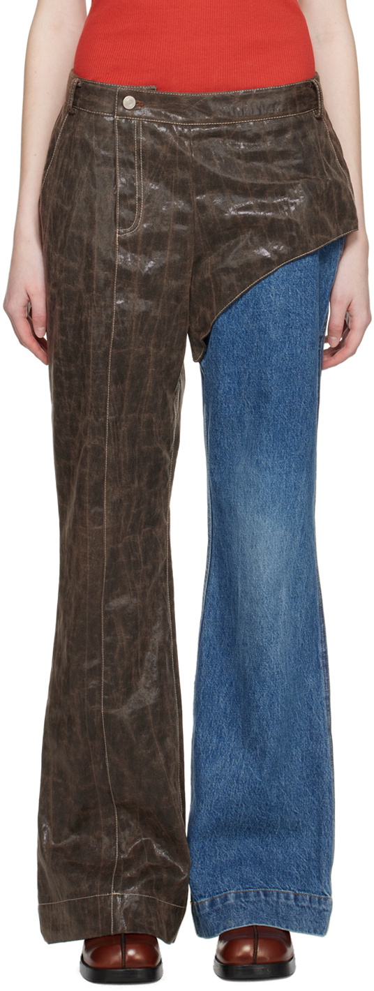 Andersson Bell Brown & Blue Lance Faux-Leather Trousers Andersson Bell