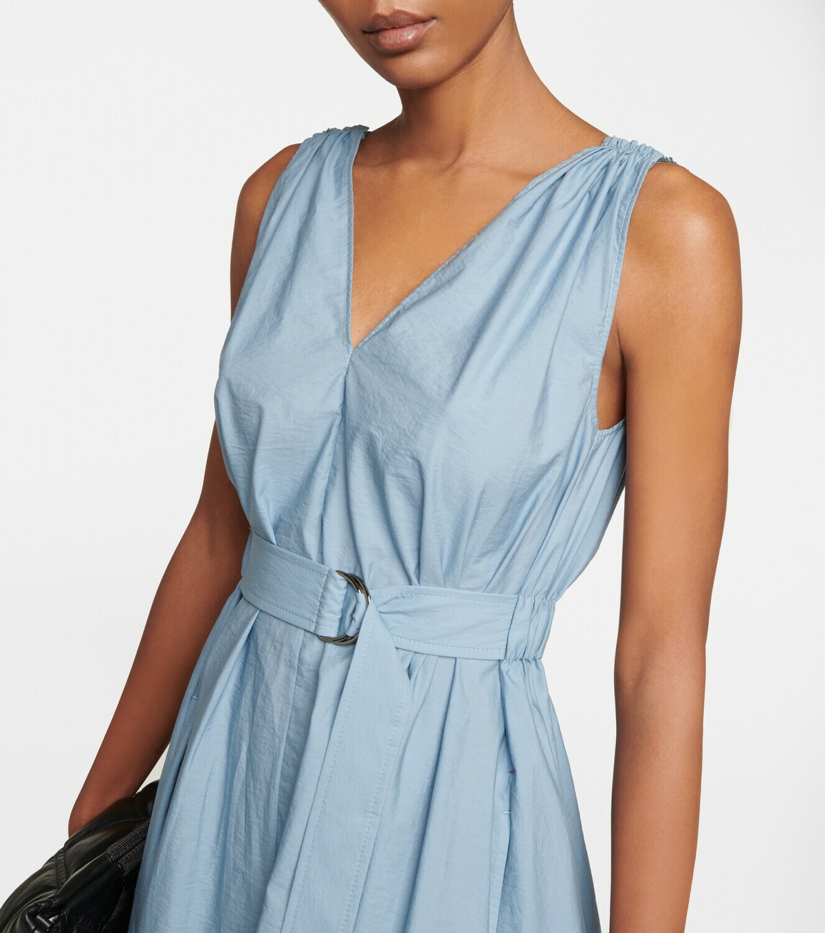 Brunello Cucinelli Belted Cotton Blend Midi Dress Brunello Cucinelli