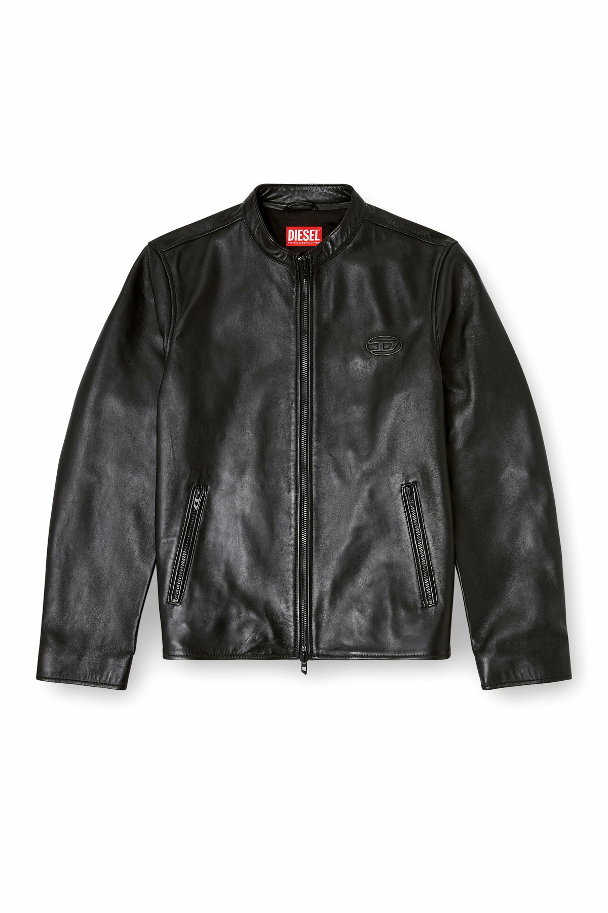 Diesel Biker jacket in waxed leather - Leather jackets Mens in Black Diesel