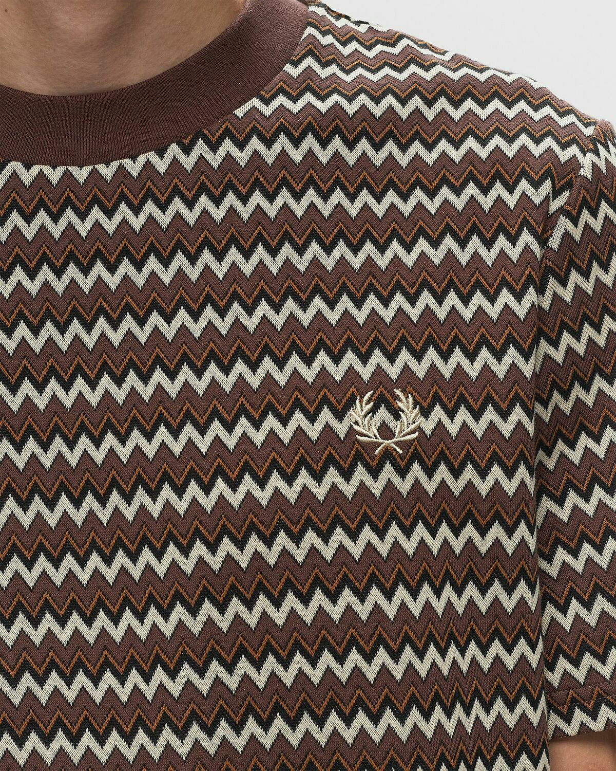 Fred Perry Jacquard T Shirt Brown Shortsleeves Fred Perry