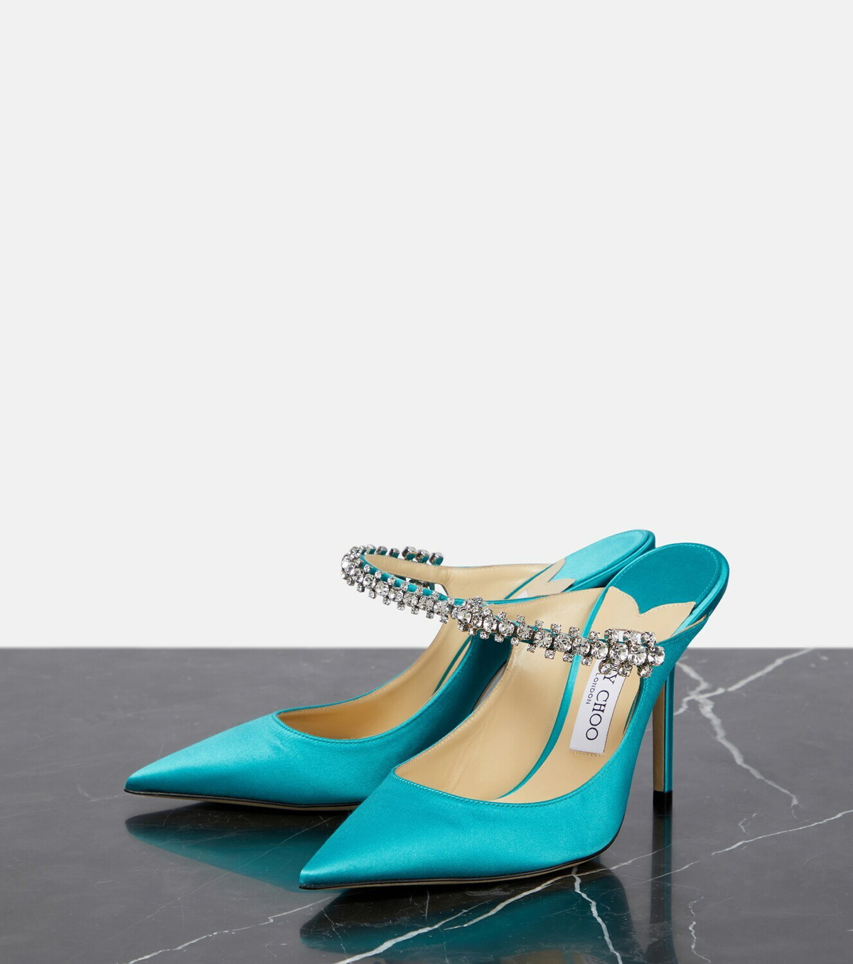 Jimmy Choo Bing 100 embellished satin mules Jimmy Choo