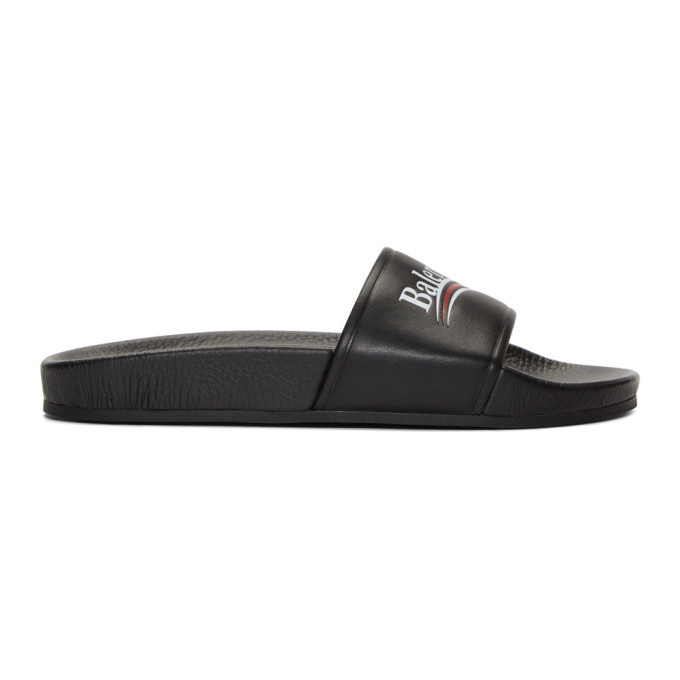 Balenciaga Black Campaign Pool Slides Balenciaga