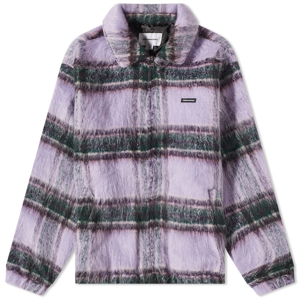 thisisneverthat Men's Brushed Check Zip Jacket in Lavender thisisneverthat