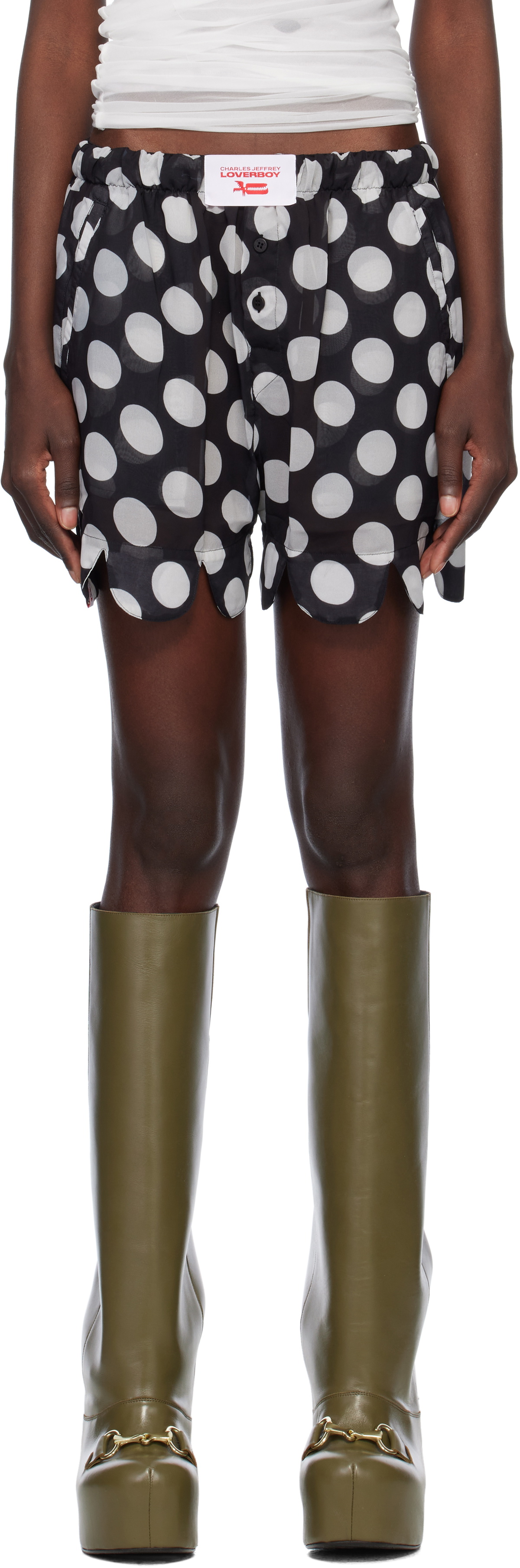 Charles Jeffrey LOVERBOY Black & White Scalloped Boxer Shorts Charles ...