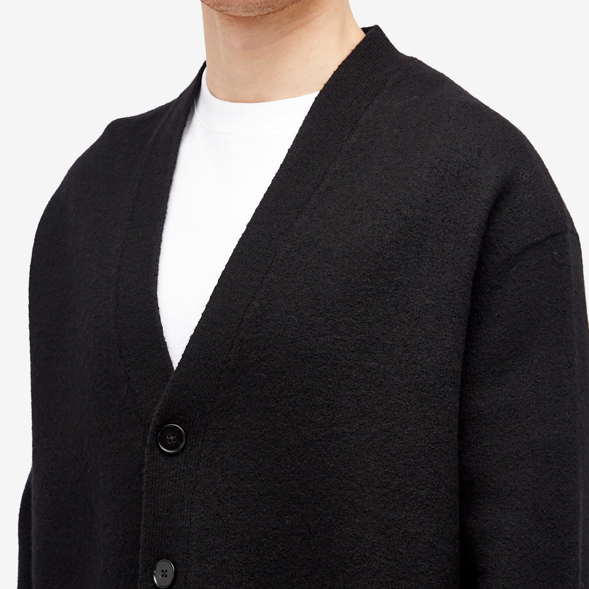 Jil Sander Men's Boiled Wool Cardigan in Black Jil Sander