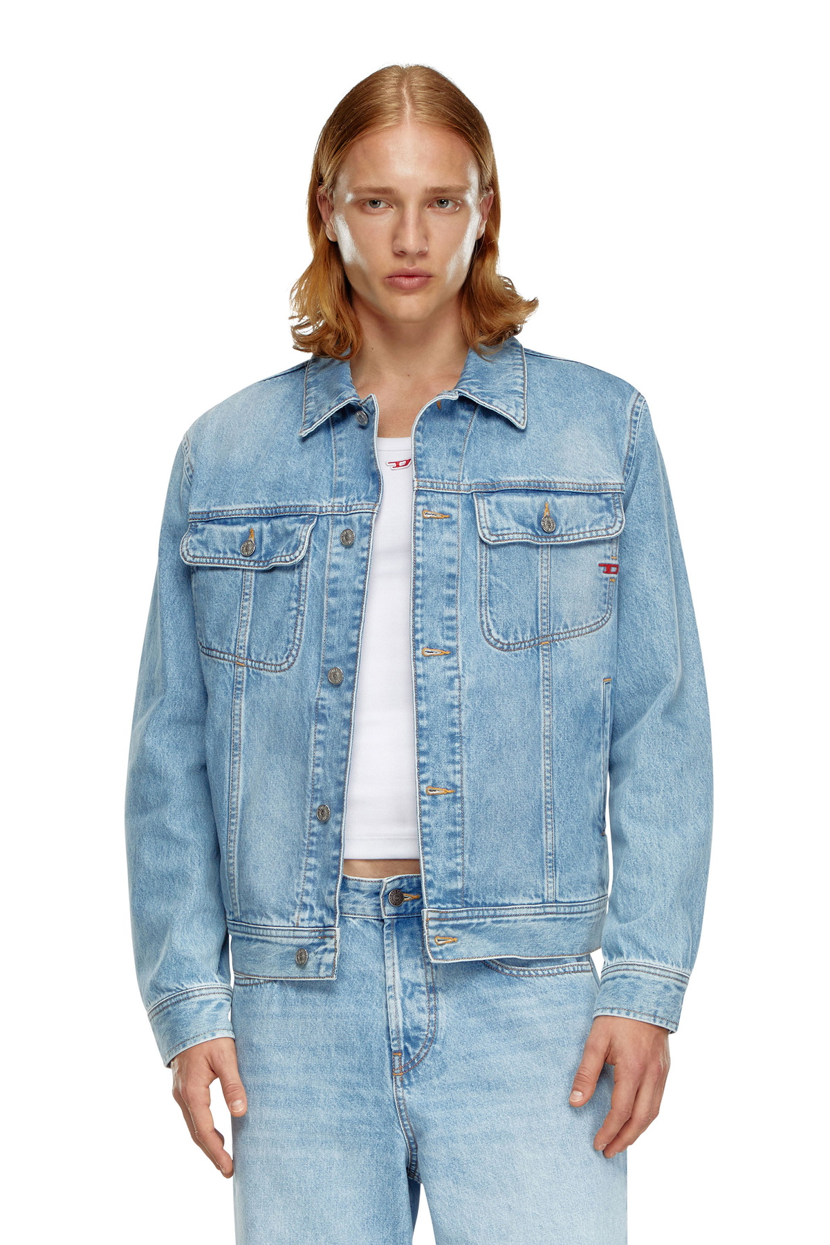 Diesel Regular-fit trucker jacket - Denim Jackets Mens in Blue Diesel