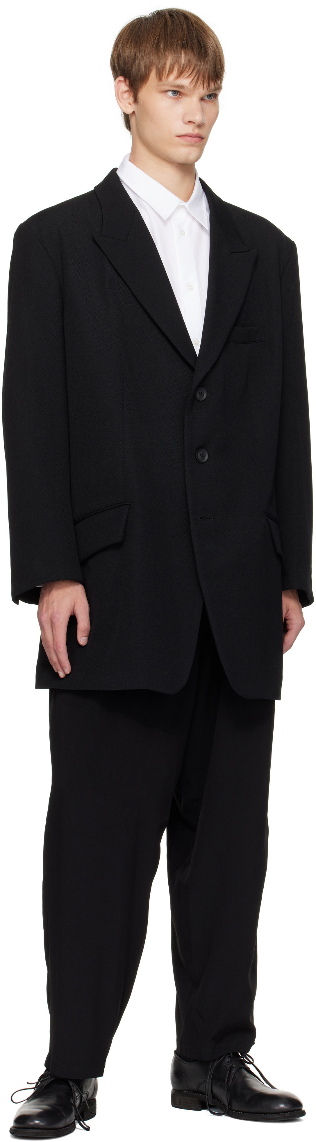 YOHJI YAMAMOTO Black Tuxedo Standard String Trousers Yohji Yamamoto