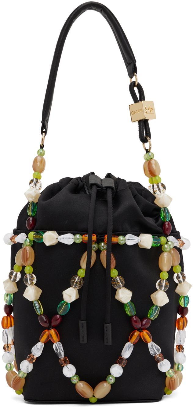 GANNI Black Beads Bucket Bag GANNI