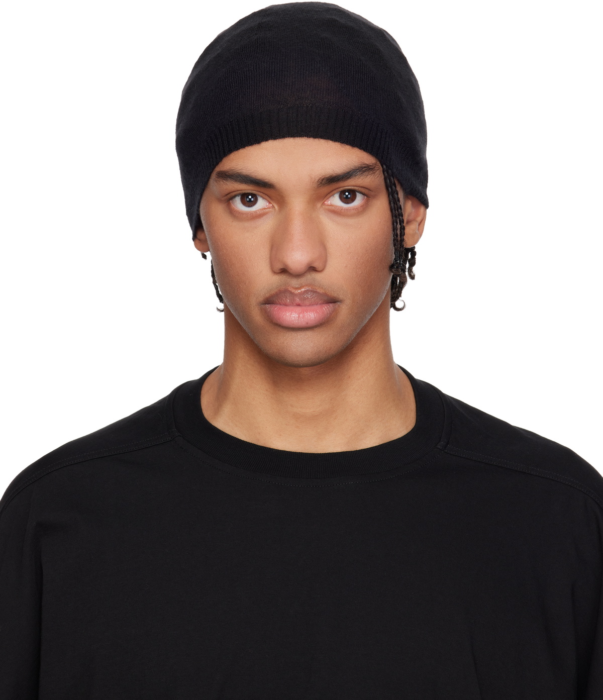 Rick Owens Black Temple Rasato Knit Beanie Rick Owens