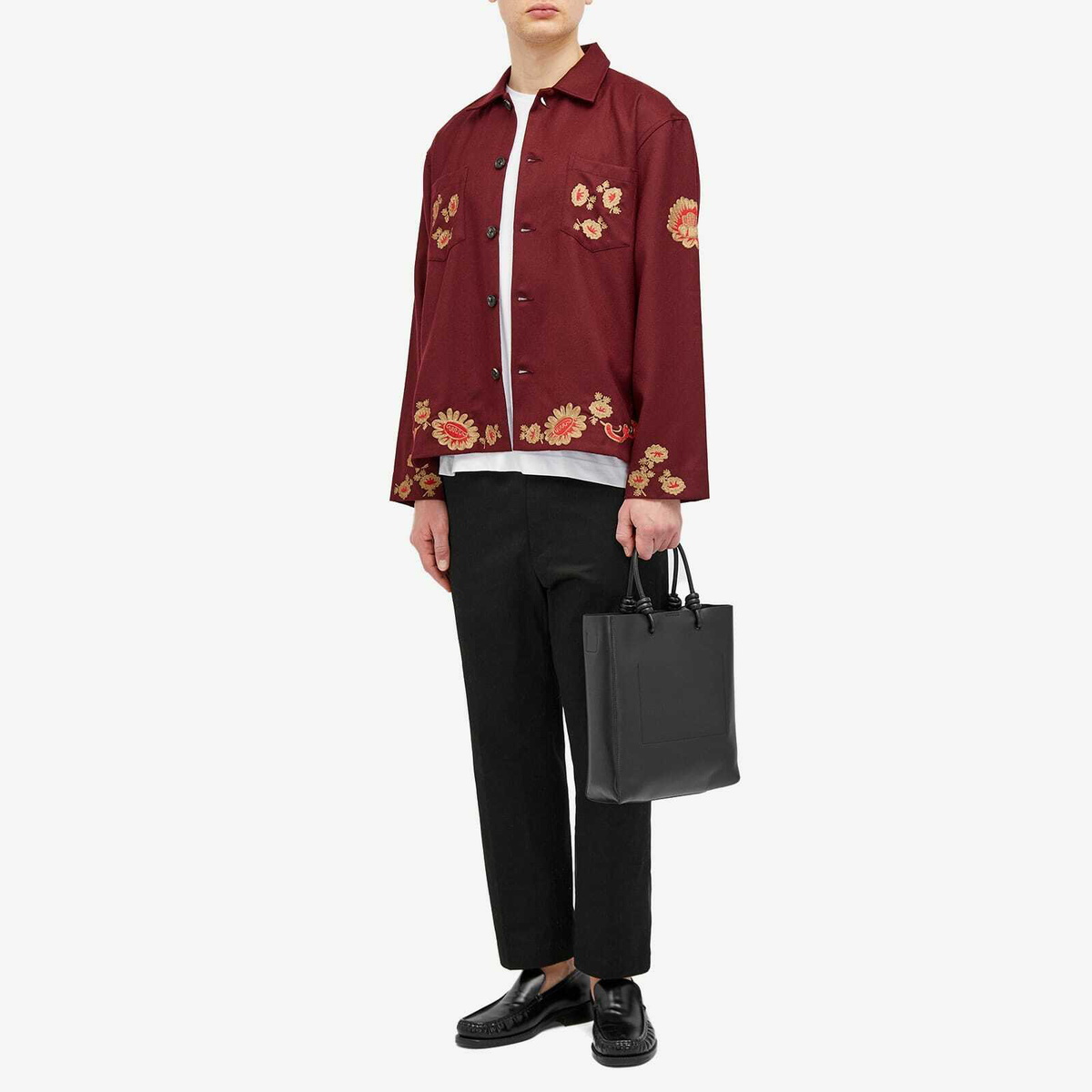 Bode Men's Rococo Overshirt in Maroon Bode