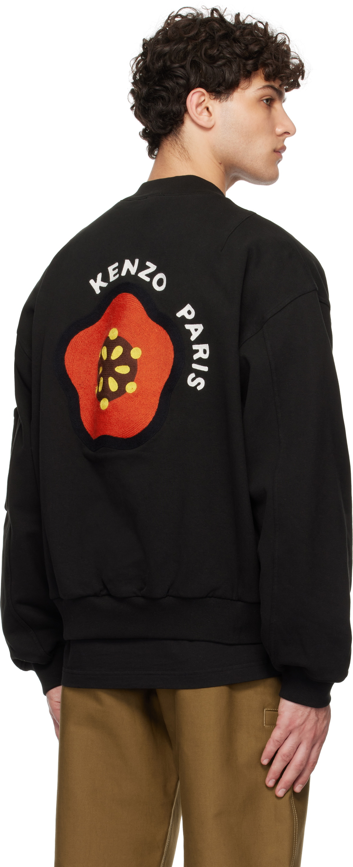 Kenzo Black Kenzo Paris Pop Embroidered Bomber Jacket Kenzo
