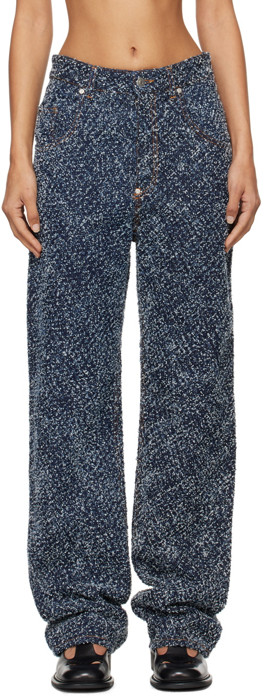 Stella McCartney Blue High-Rise Bouclé Jeans Stella McCartney