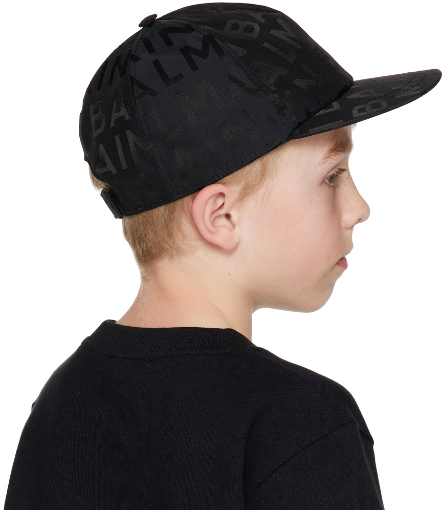 Balmain Kids Black Logo Cap Balmain