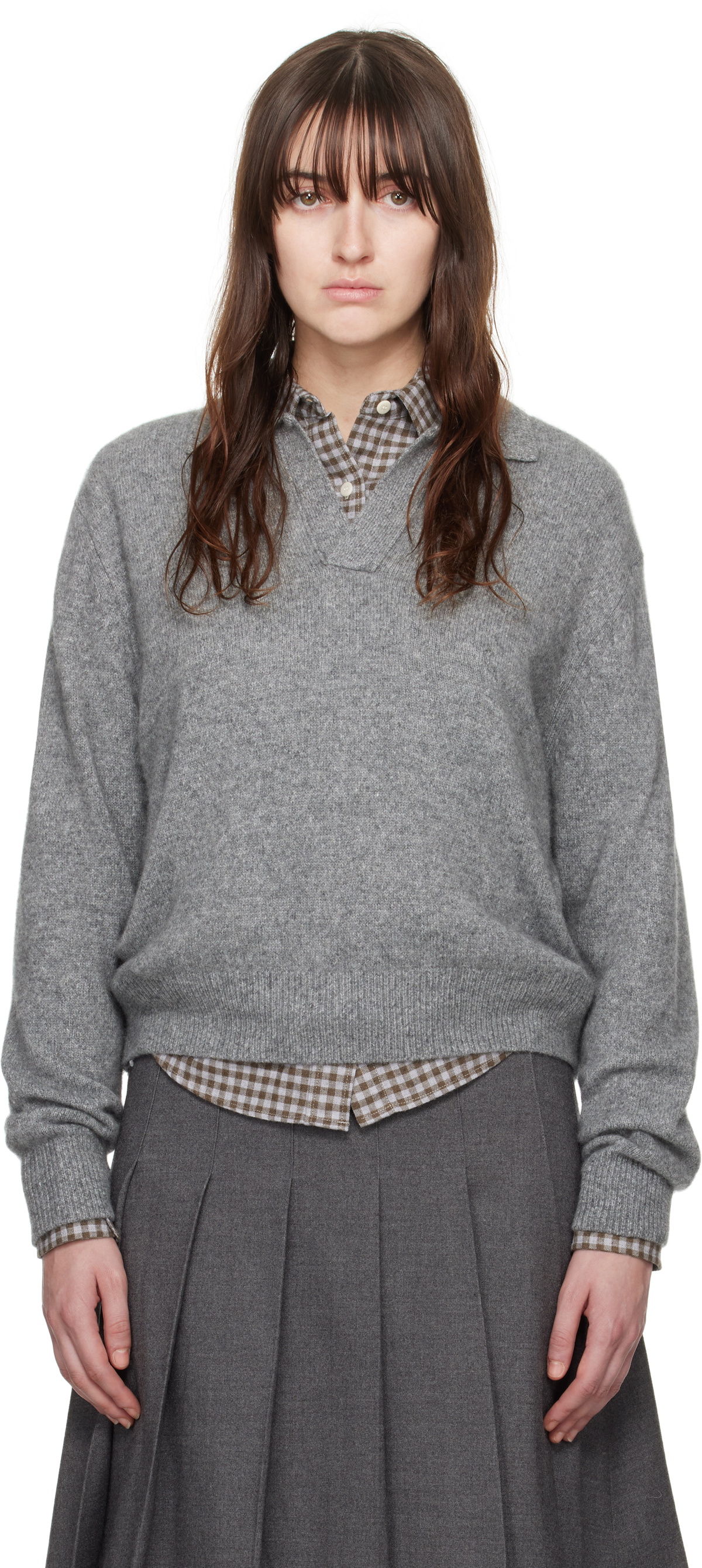 Dunst Gray Open Collar Sweater Dunst