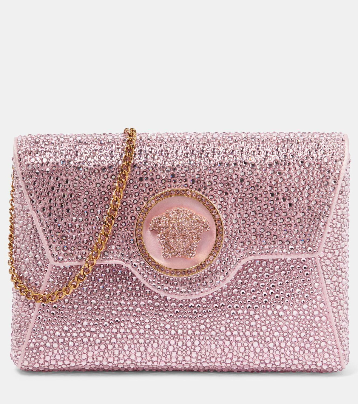 Versace La Medusa embellished satin clutch Versace