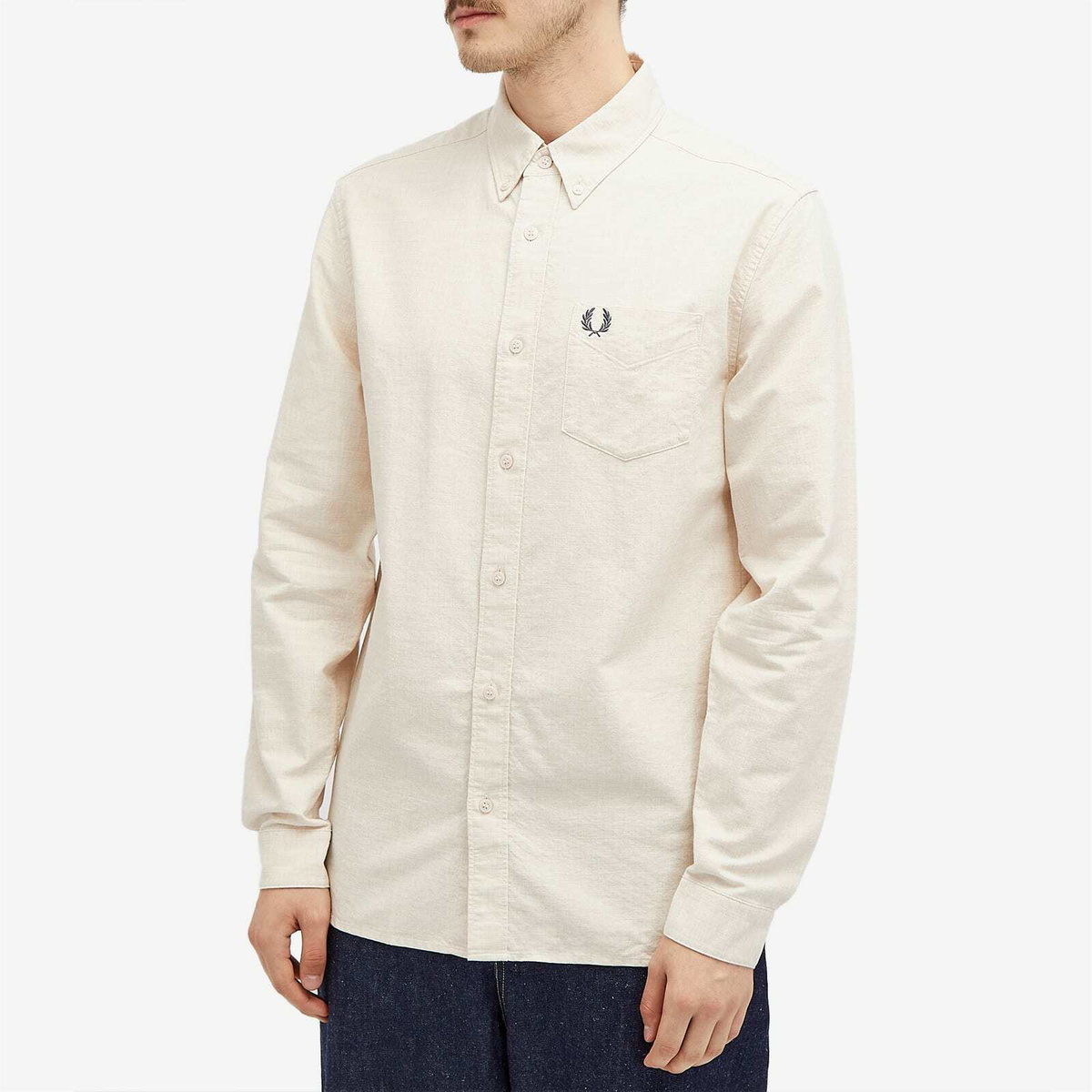 Fred Perry Men's Oxford Shirt in Porridge Marl Fred Perry