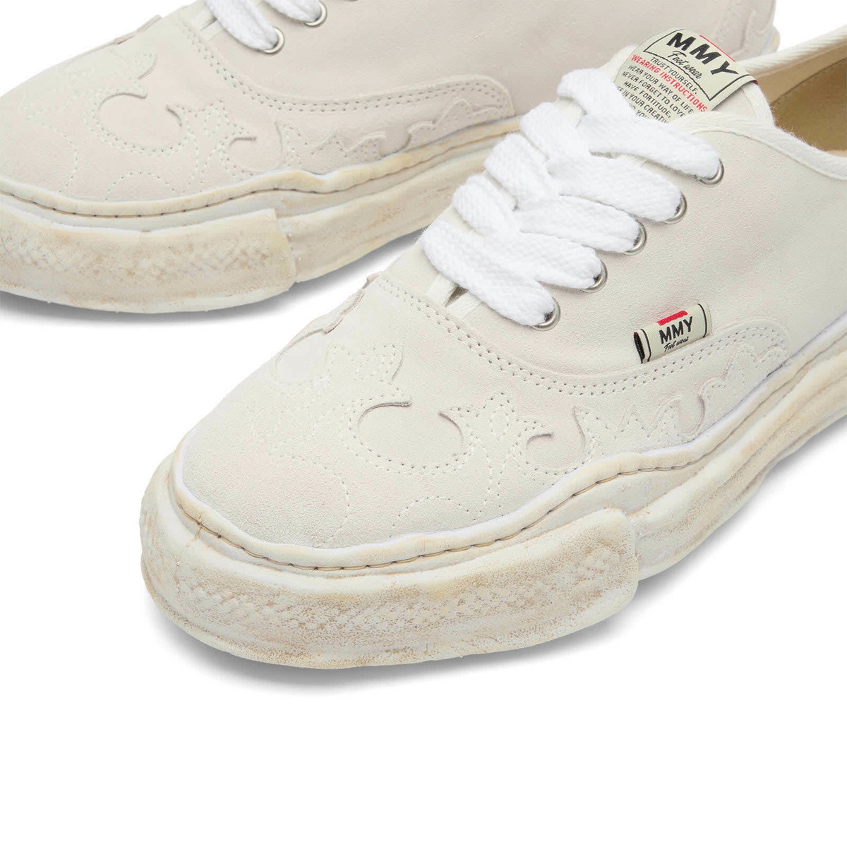 Maison MIHARA YASUHIRO Men's Baker Western Detail Suede Low-Top in White Maison MIHARA YASUHIRO