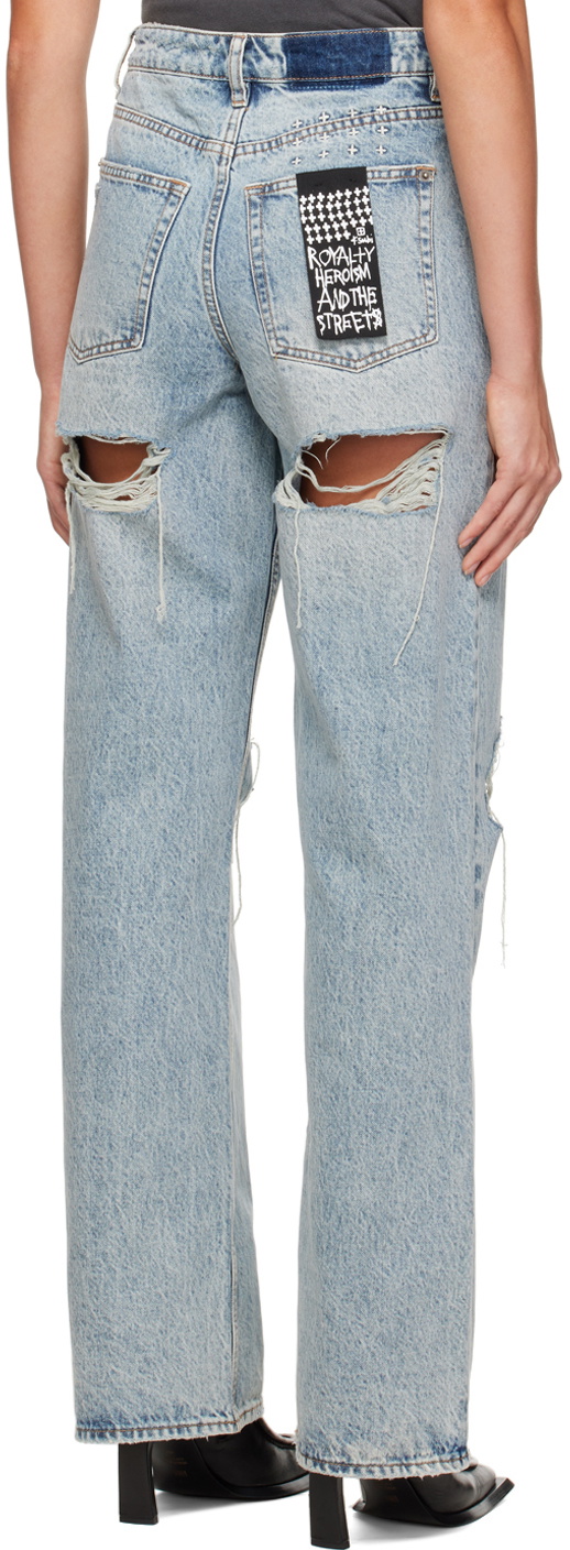 Ksubi Blue Low Rider Trashed Jeans Ksubi