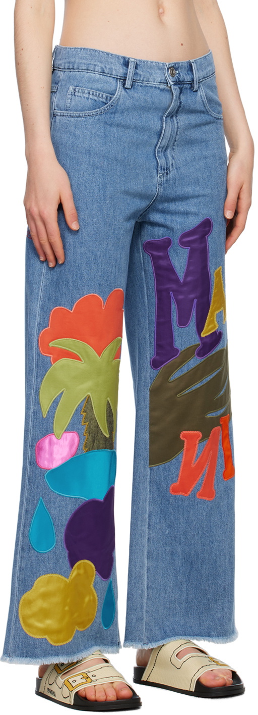 Marni Blue No Vacancy Inn Edition Embroidered Jeans Marni