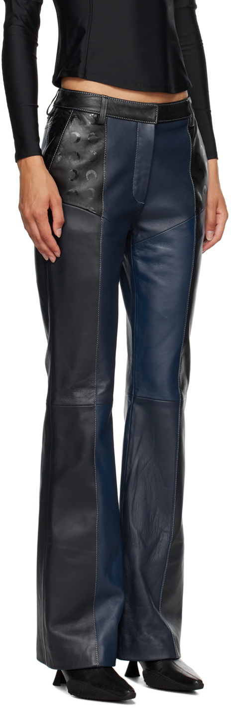 Marine Serre Navy Moon Leather Pants Marine Serre