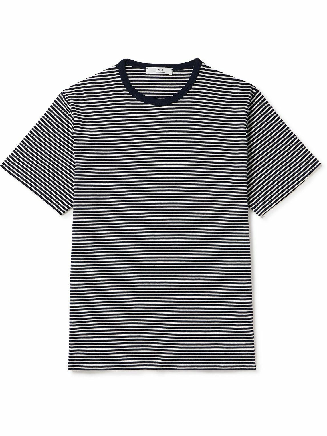 Mr P. - Striped Cotton-Jersey T-Shirt - Blue Mr P.