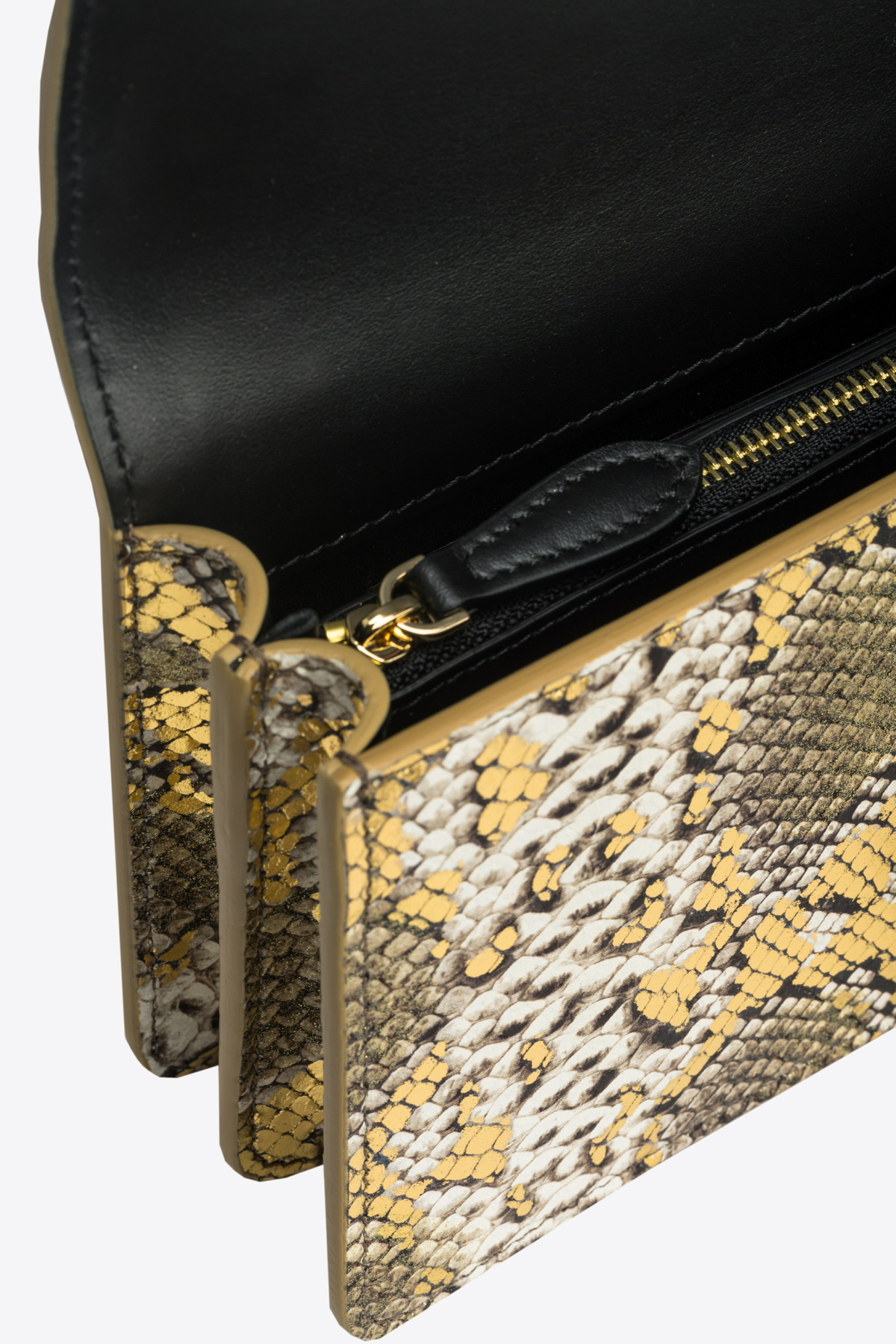 Pinko Pinko Galleria Laminated Reptile Mini Love Bag One Gold/Grey Gold ...