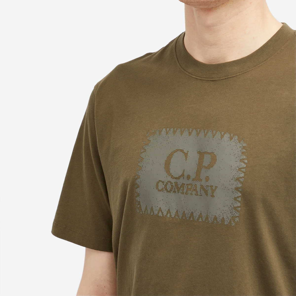 C.P. Company Men's Logo Label T-Shirt in Ivy Green C.P. Company