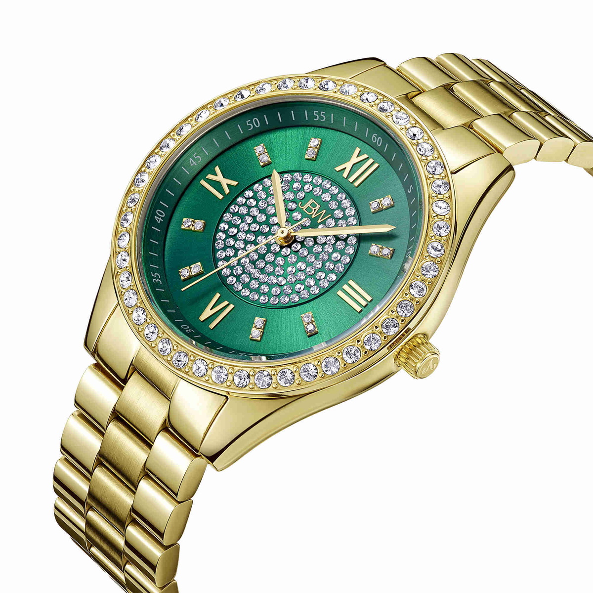 JBW Mondrian Green Diamond Dial 18kt Gold-plated Ladies Watch J6303E JBW