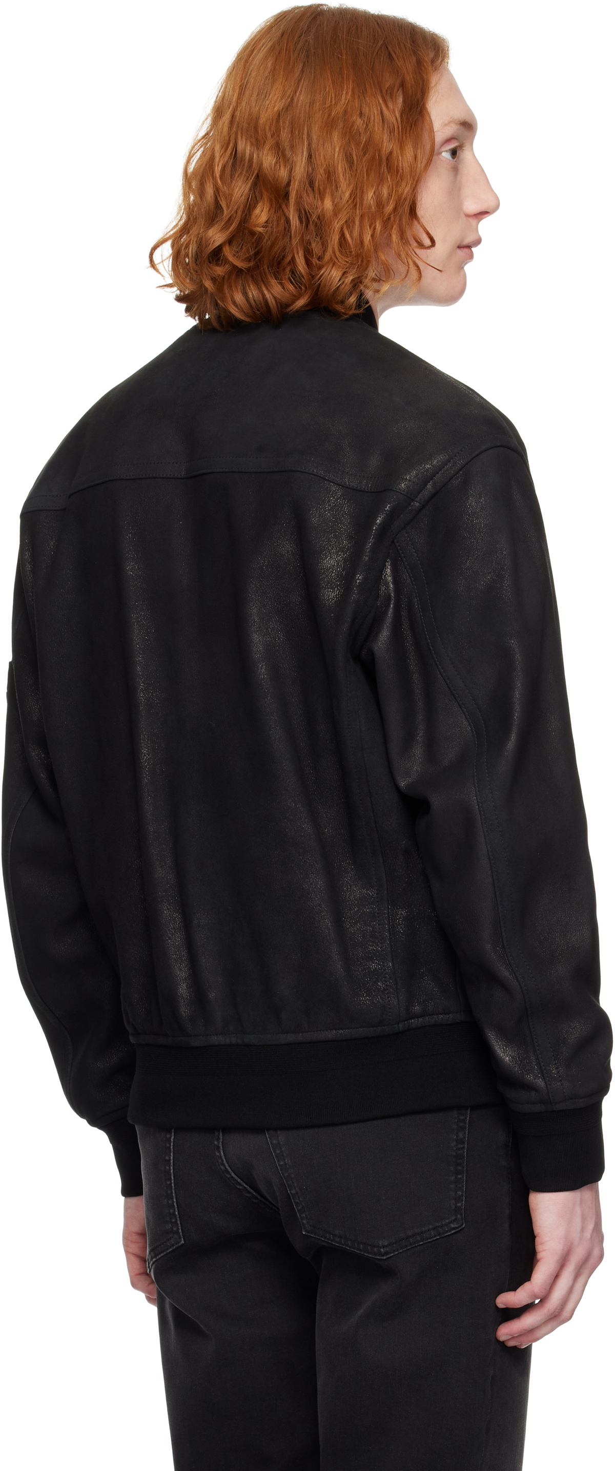 BOSS Black Treated Suede Bomber Jacket BOSS