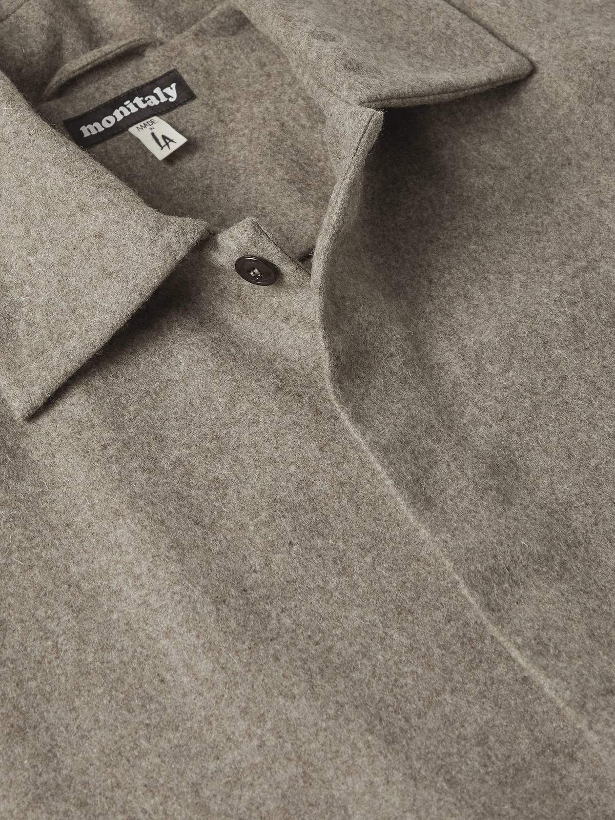 Monitaly - Jute Belted Wool-Blend Flannel Coat - Neutrals Monitaly
