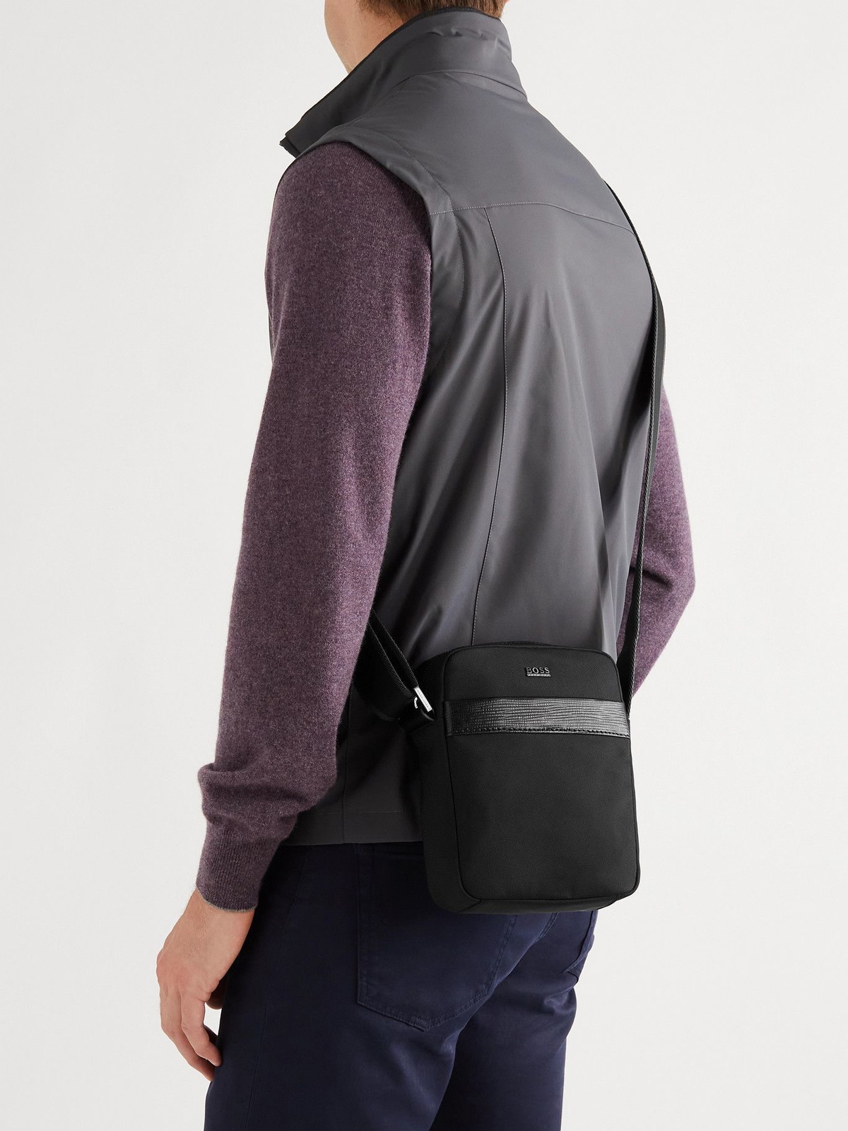 Hugo Boss - Leather-Trimmed Nylon Messenger Bag Hugo Boss