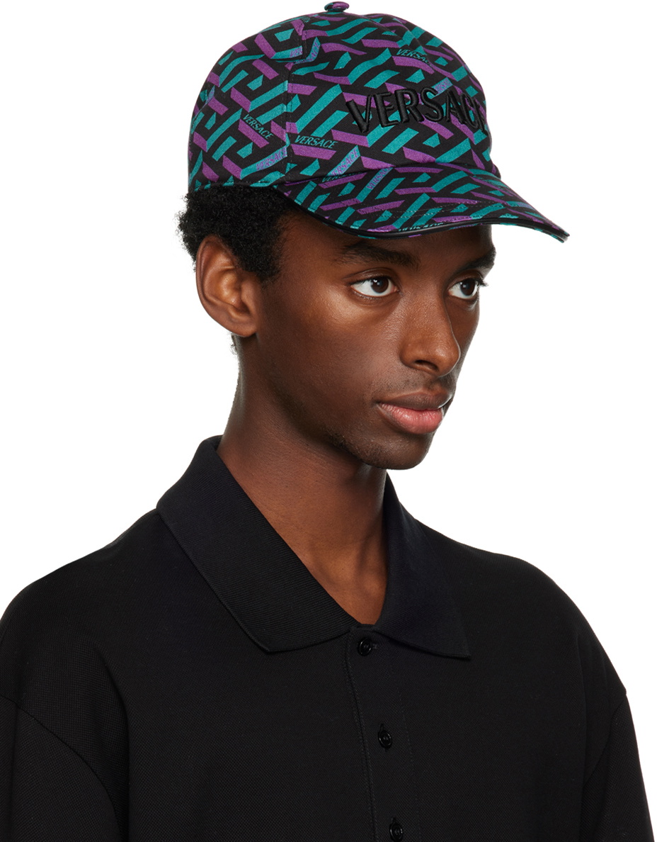 Versace Black 'La Greca' Cap Versace