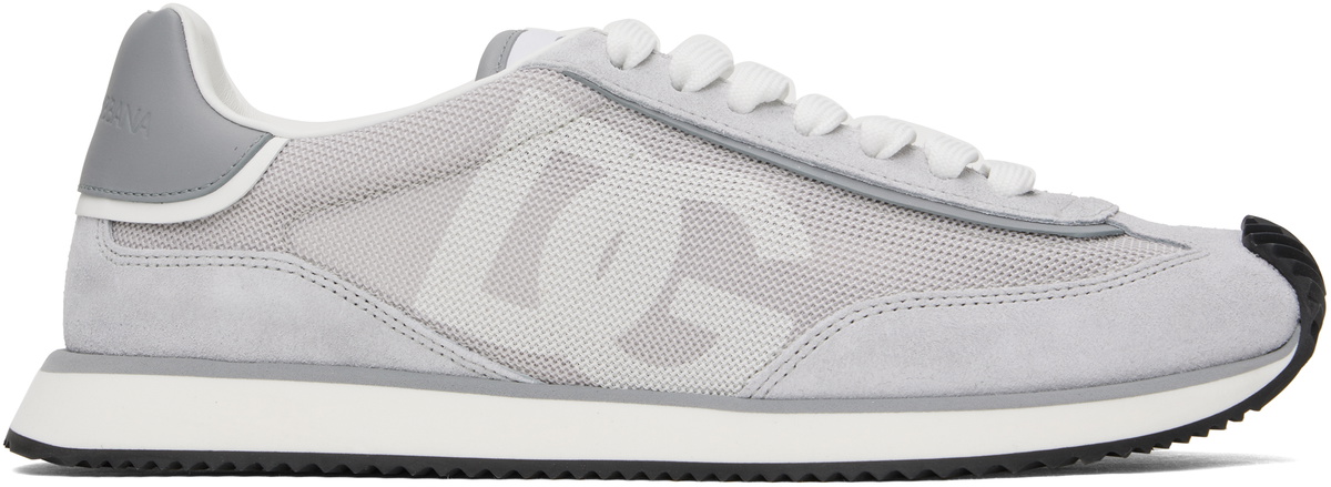 Dolce&Gabbana Gray Mixed-Material 'DG' Cushion Sneakers Dolce & Gabbana