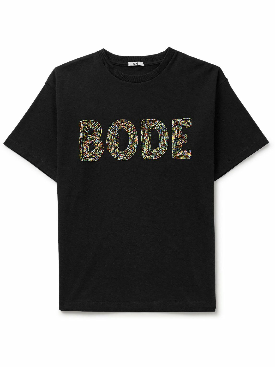 BODE - Logo-Embellished Cotton-Jersey T-Shirt - Black Bode