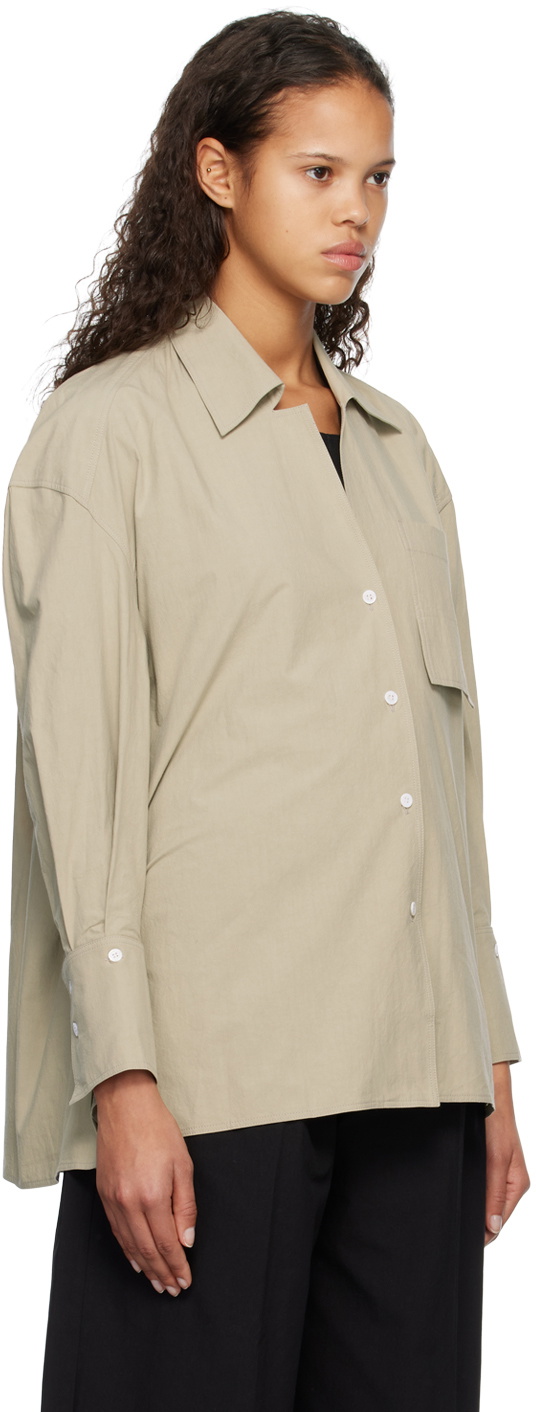 Subtle Le Nguyen Green Crinkled Shirt Subtle Le Nguyen